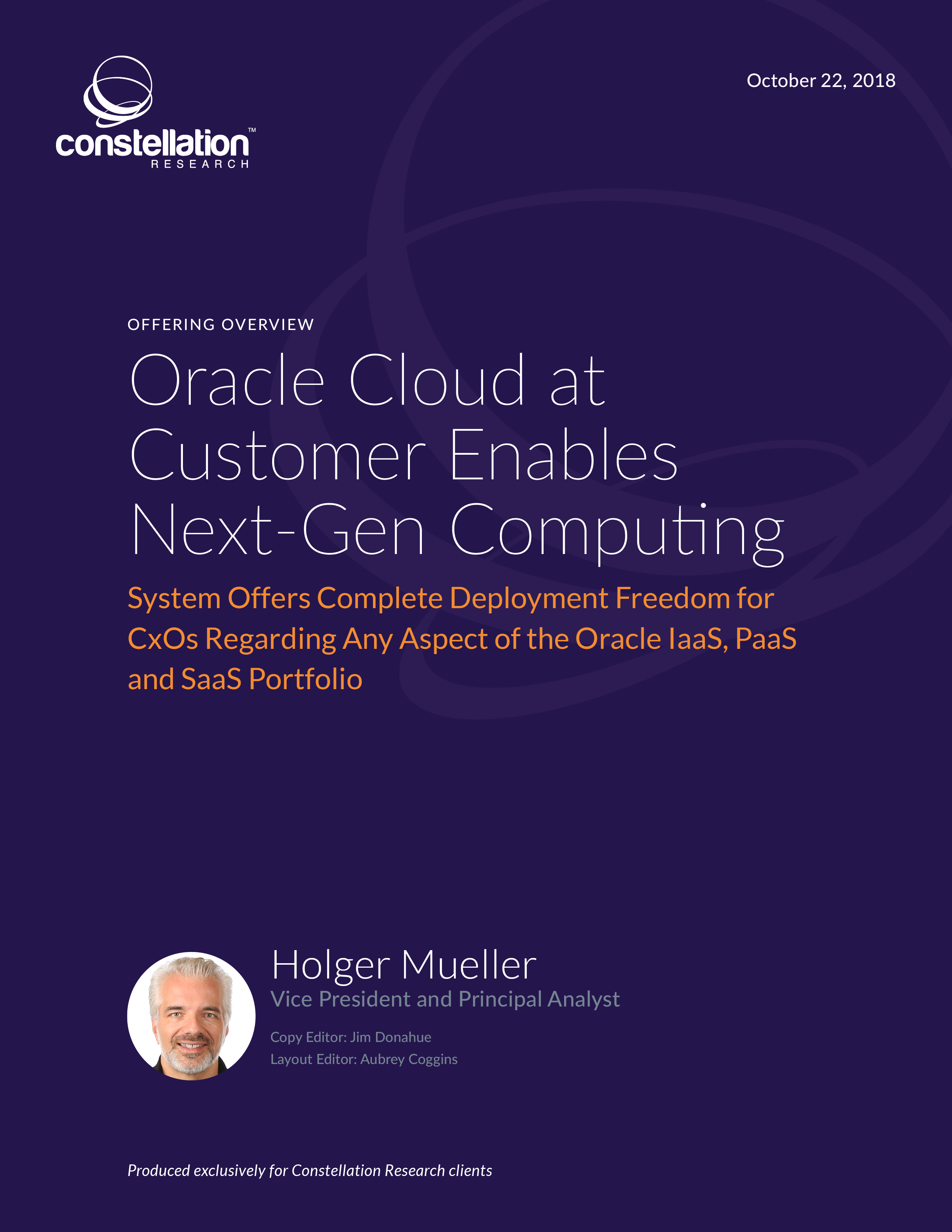 Oracle Cloud At Customer Enables Next Gen Computing Constellation Research Inc